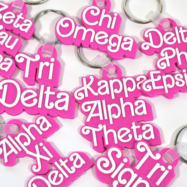 Tri Delta Keychain- Retro Dolly Sorority Name Design – SororityShop