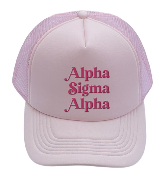 Alpha Sigma Alpha Baseball Cap, Mesh Trucker-Style Hat – SororityShop