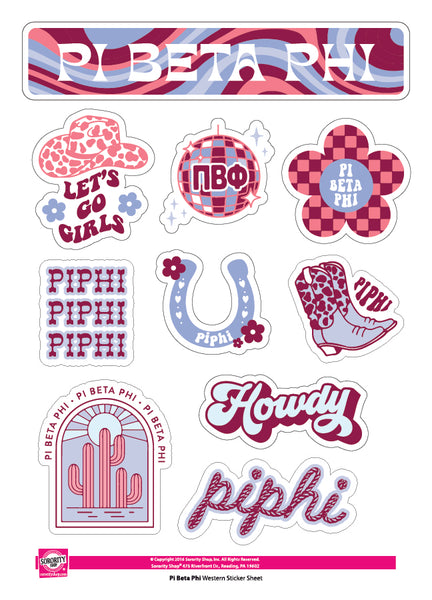 Pi Beta Phi Sticker Sheet - Western Disco Design – SororityShop