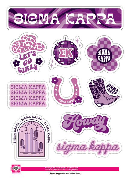 Sigma Kappa Sticker Sheet - Western Disco Design – SororityShop