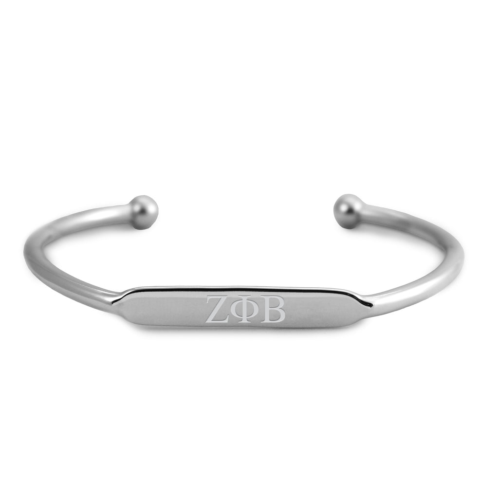 Zeta Phi Beta Bracelet- White Gold-Plated Bangle with Greek Letters ...