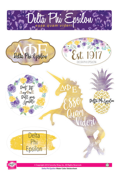 Delta Phi Epsilon Water Color Stickers – SororityShop