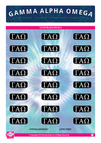 Gamma Alpha Omega Eyeblack Decals – SororityShop