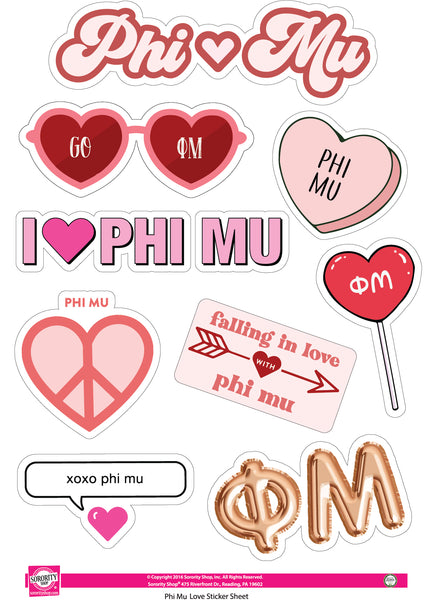 Phi Mu- Sticker Sheet- Love Theme – SororityShop