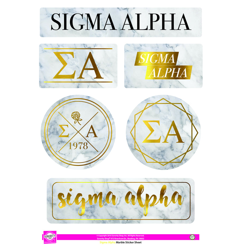 Sigma Alpha Marble Sticker Sheet - SororityShop