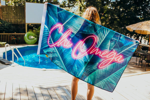Chi Omega Neon Palm Flag - SororityShop