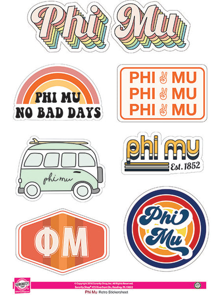 Phi Mu Retro Sticker Sheet – SororityShop