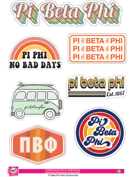 Pi Beta Phi Retro Sticker Sheet – SororityShop