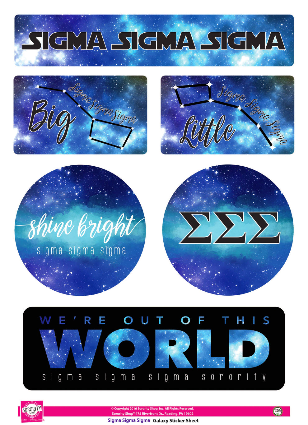 Sigma Sigma Sigma Galaxy Stickers – SororityShop